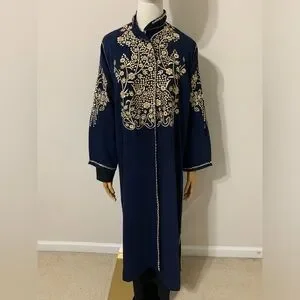 Kaftans | Elegant Navy Blue Embroidered Kaftan | Poshmark
